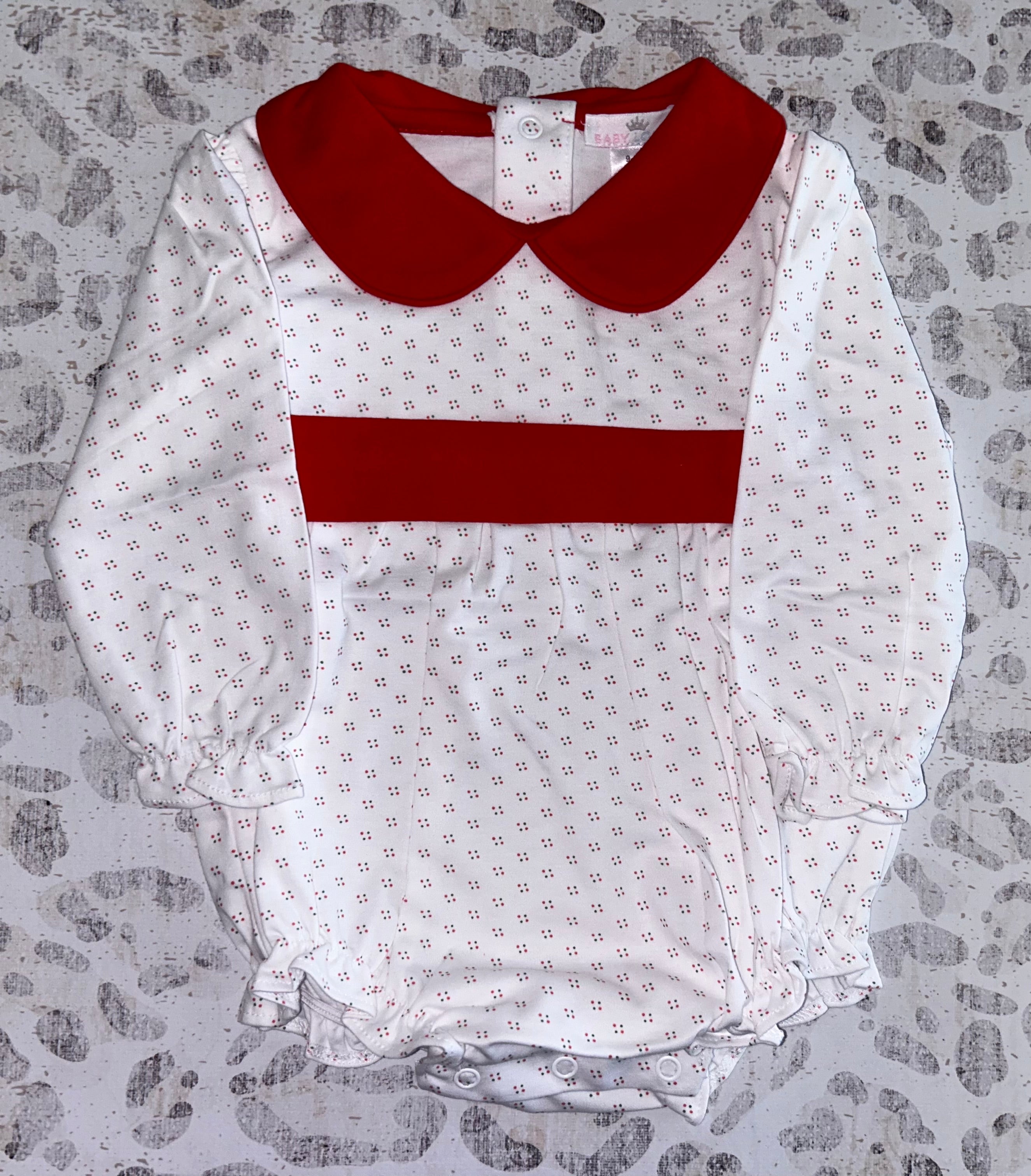 Baby Loren Red and Green pima Bubble - McGough Twins – The Charming Cottage